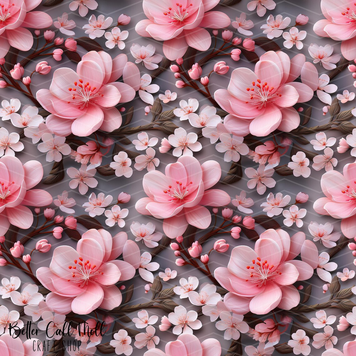 Cherry Blossoms 14 Seamless Pattern PNG | Digital Download - Etsy