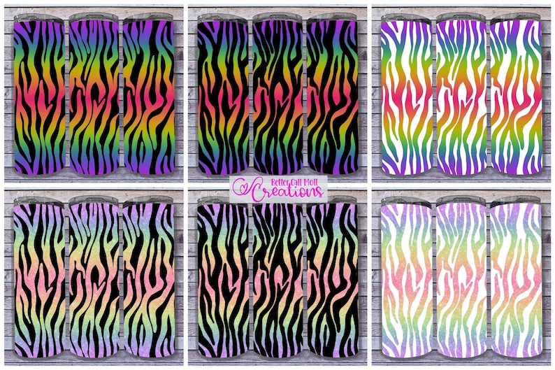18 DIGITAL Rainbow Zebra Print Sublimation or Waterslide Wraps | Etsy