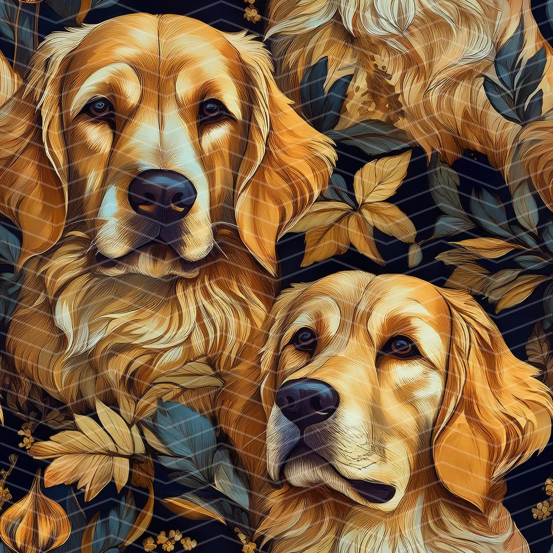 Golden Retriever Seamless Pattern PNG | Digital Download - Etsy