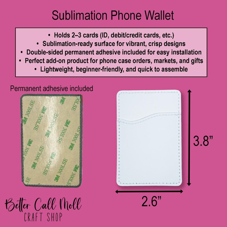 Phone Card Holder Sublimation Blank, DIY Phone Wallet, Adhesive Phone ...