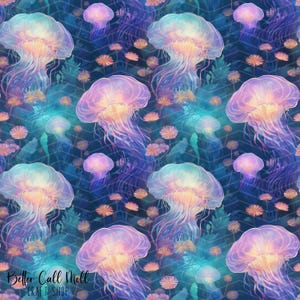 Jellyfish 3 Seamless Pattern PNG | Digital Download - Etsy