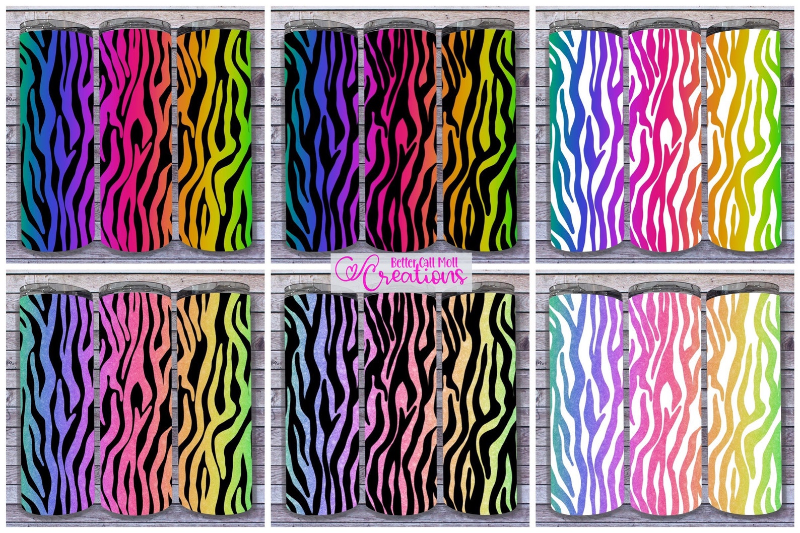 18 DIGITAL Rainbow Zebra Print Sublimation or Waterslide Wraps | Etsy