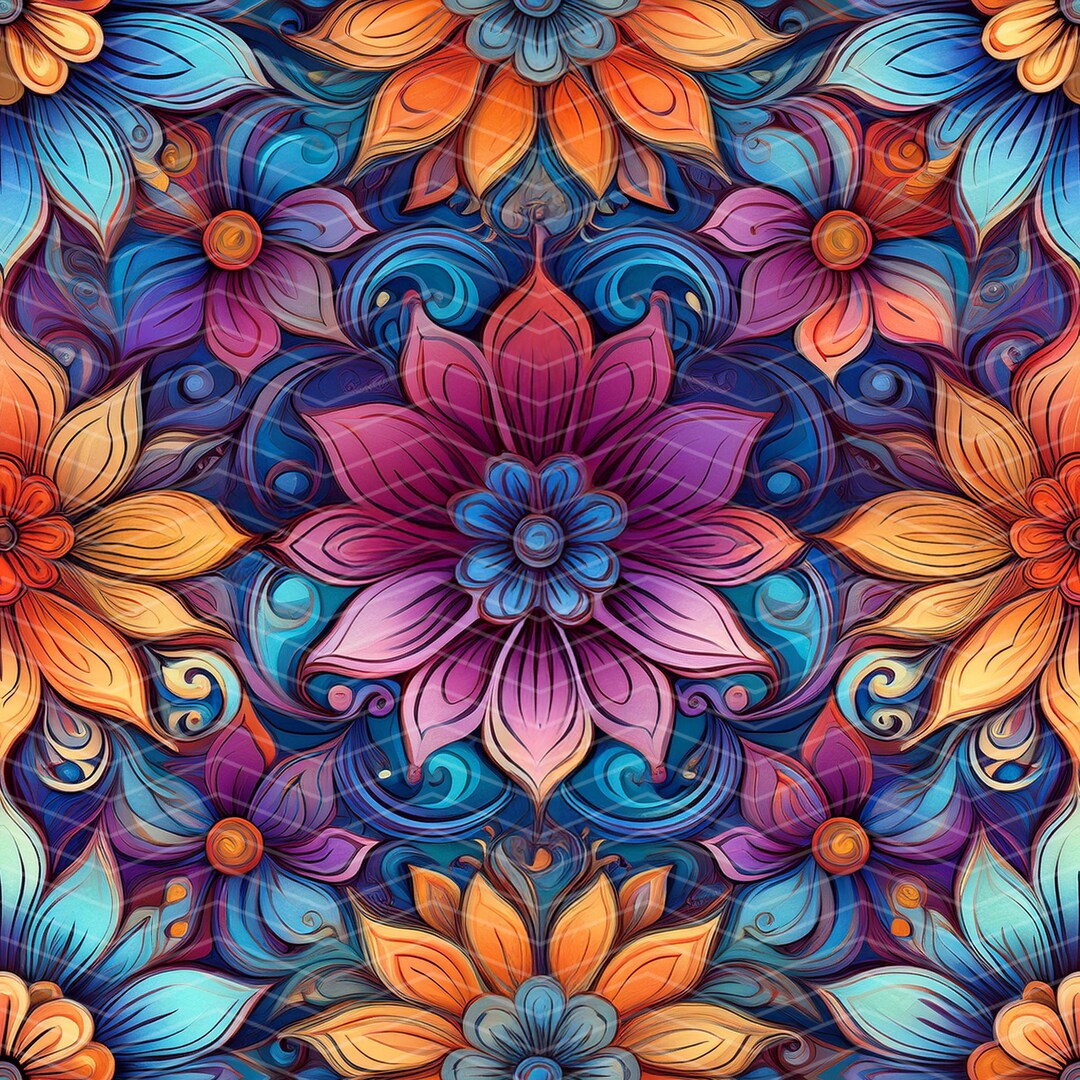 Abstract Florals 3 Seamless Pattern PNG | Digital Download - Etsy