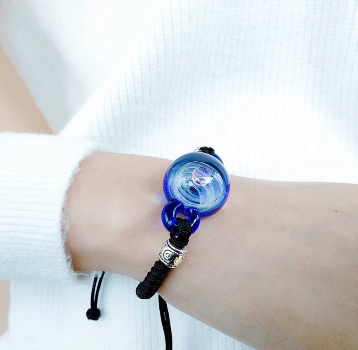Dark Nebula Galaxy Glass Bracelet, Glass Lampwork Universe Bangel ...