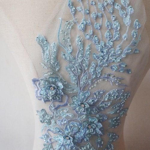 Exquisite Light Blue 3D Pair Applique Quality Lace Floral - Etsy