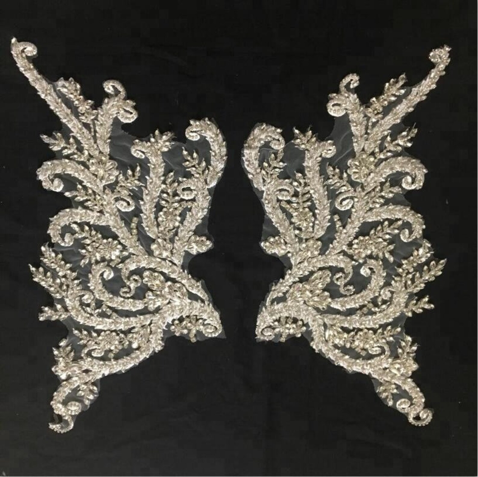 Exquisite silver Rhinestone Applique Bridal collar Bodice | Etsy