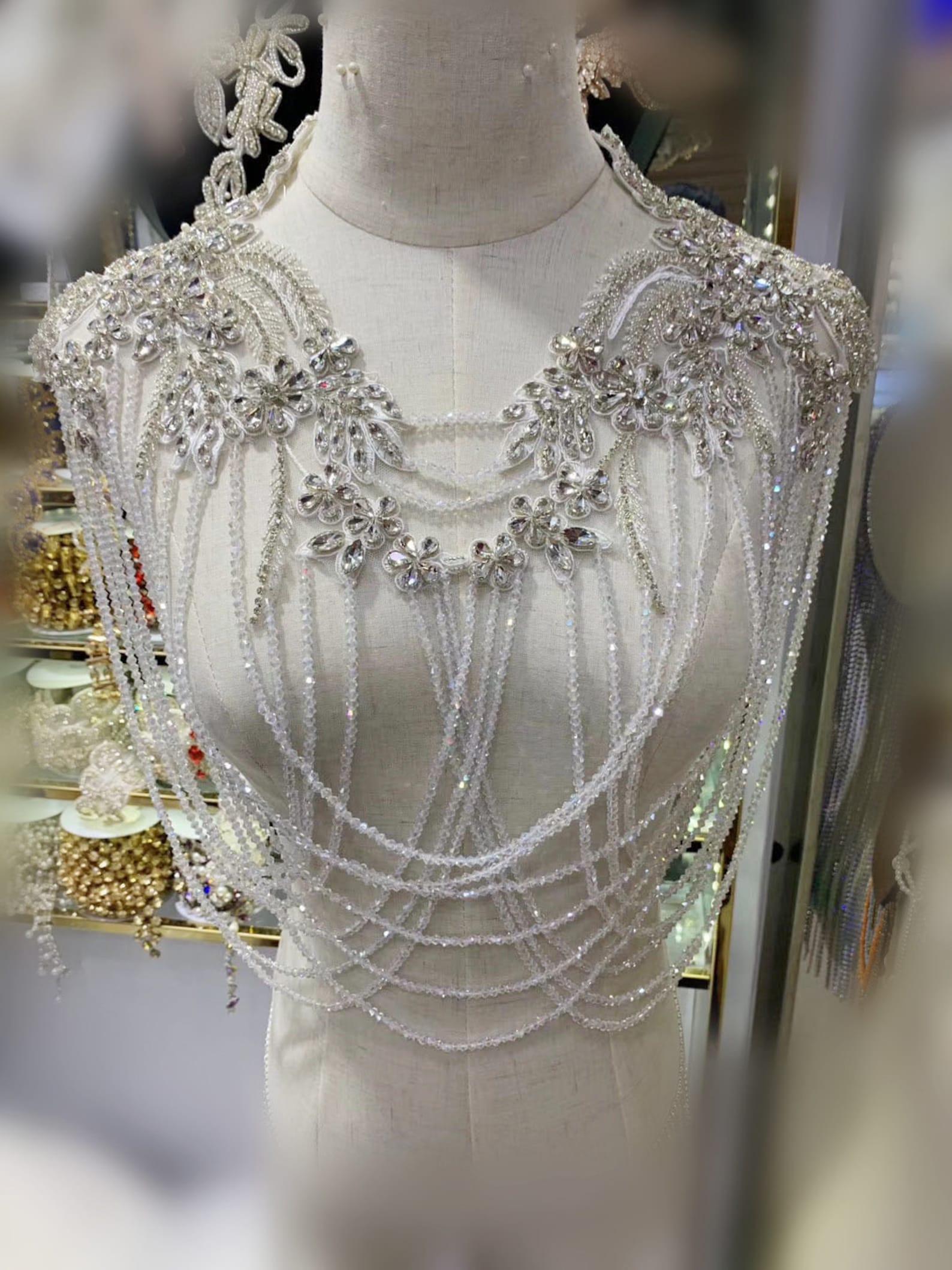 Royal Blue Rhinestone Applique With Crystal Tassels Bodice | Etsy