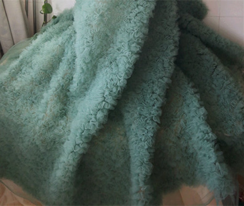 Royal Blue Ruffled Tulle 3D Fabric, Ruffled Mesh 3D Bridal Fabric, 3D ...