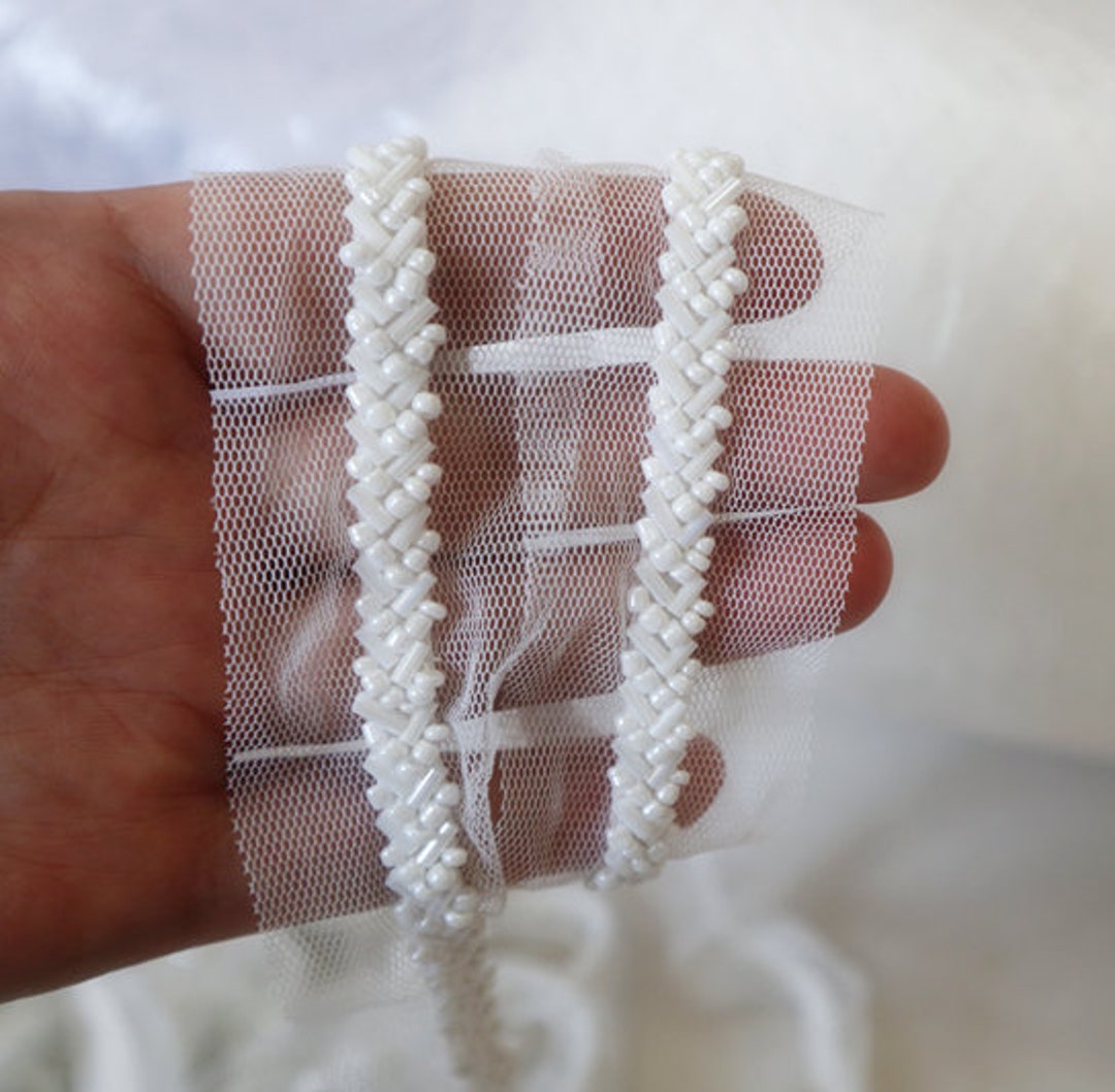 Rose Gold Beaded Lace Trim, Heavy Beaded Trimming, Beading Trim, Venise ...