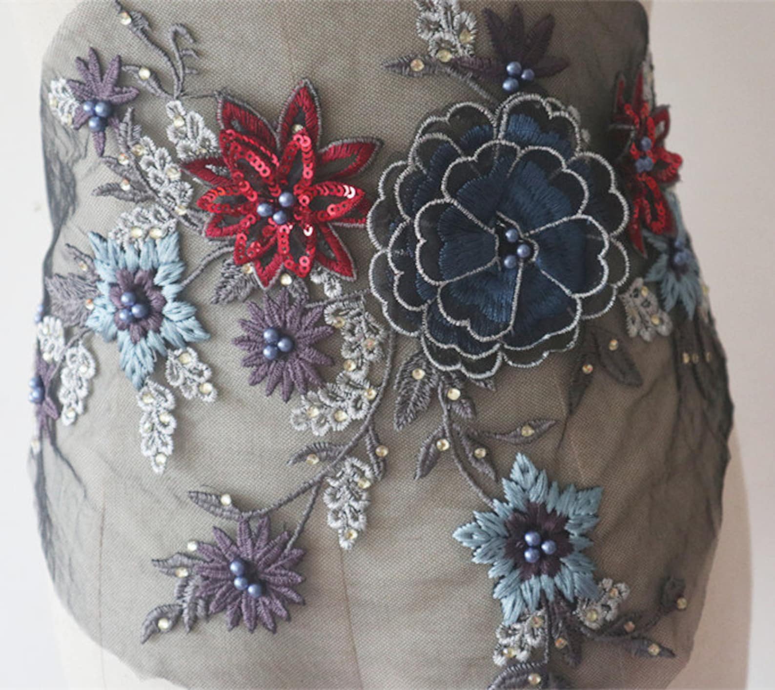 3D Floral Lace Applique Mix Colors Floral Motif 3D Applique | Etsy