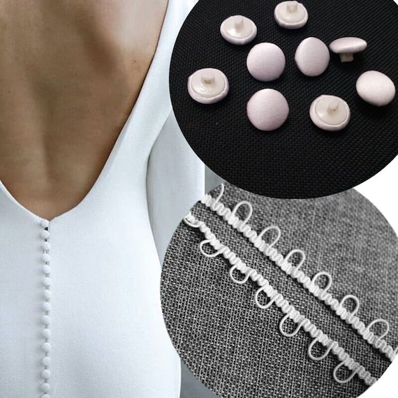 White Button/ Loop Wedding Gown Fabric Covered Buttons | Etsy
