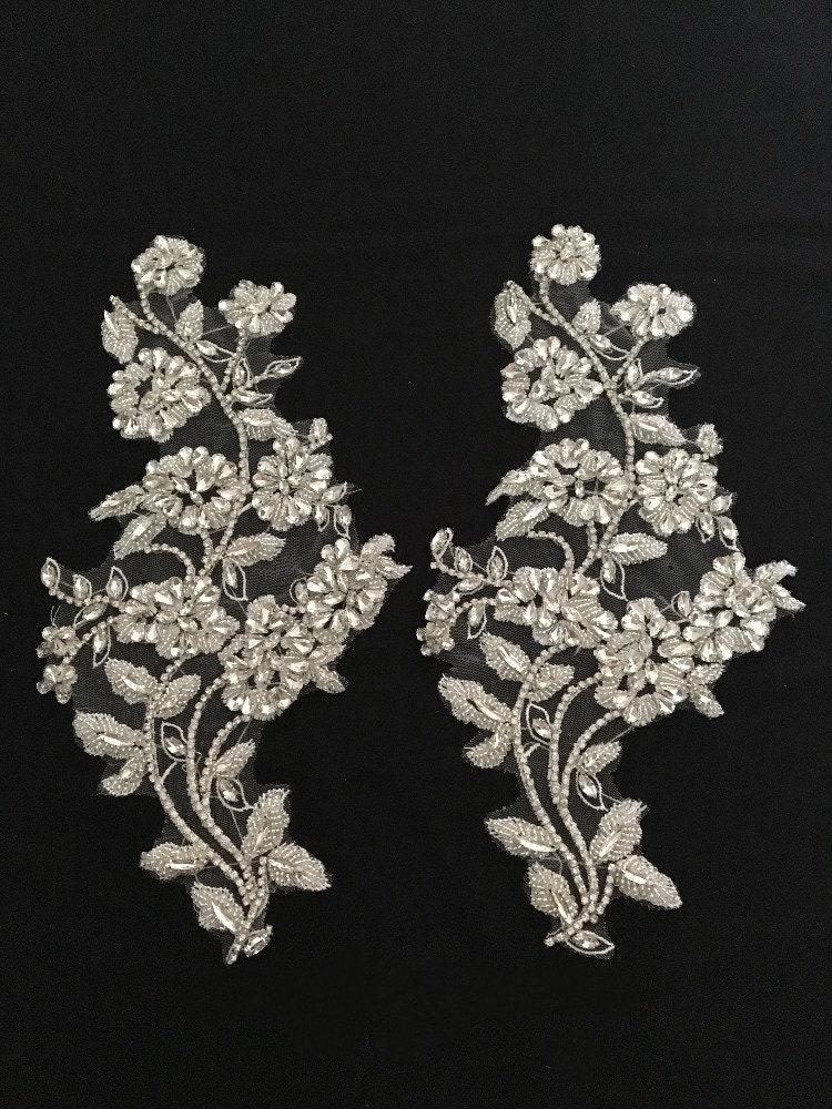 Exquisite silver Rhinestone Applique Bridal collar Bodice | Etsy