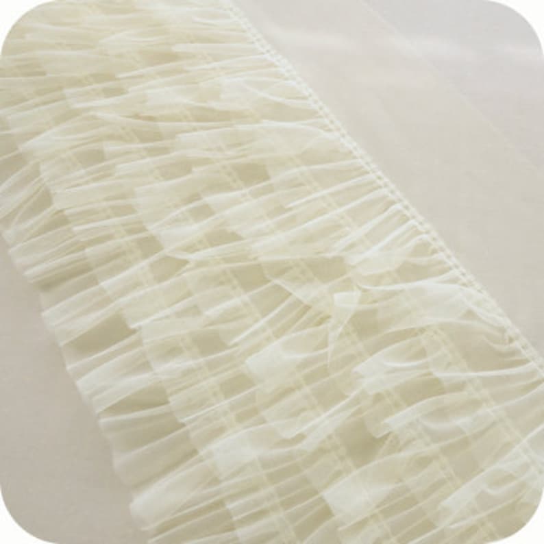 Light Blue 3D Ruffled Fabric Trim, Ruffle Tulle Trimming, 3D Pleated ...