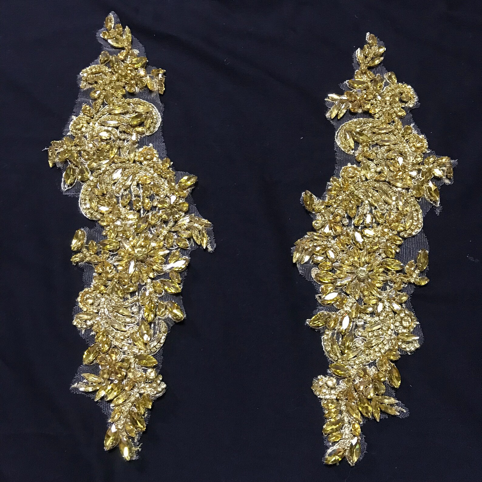 Gold Rhinestone Applique Beaded Pair Bridal Bodice Beaded | Etsy