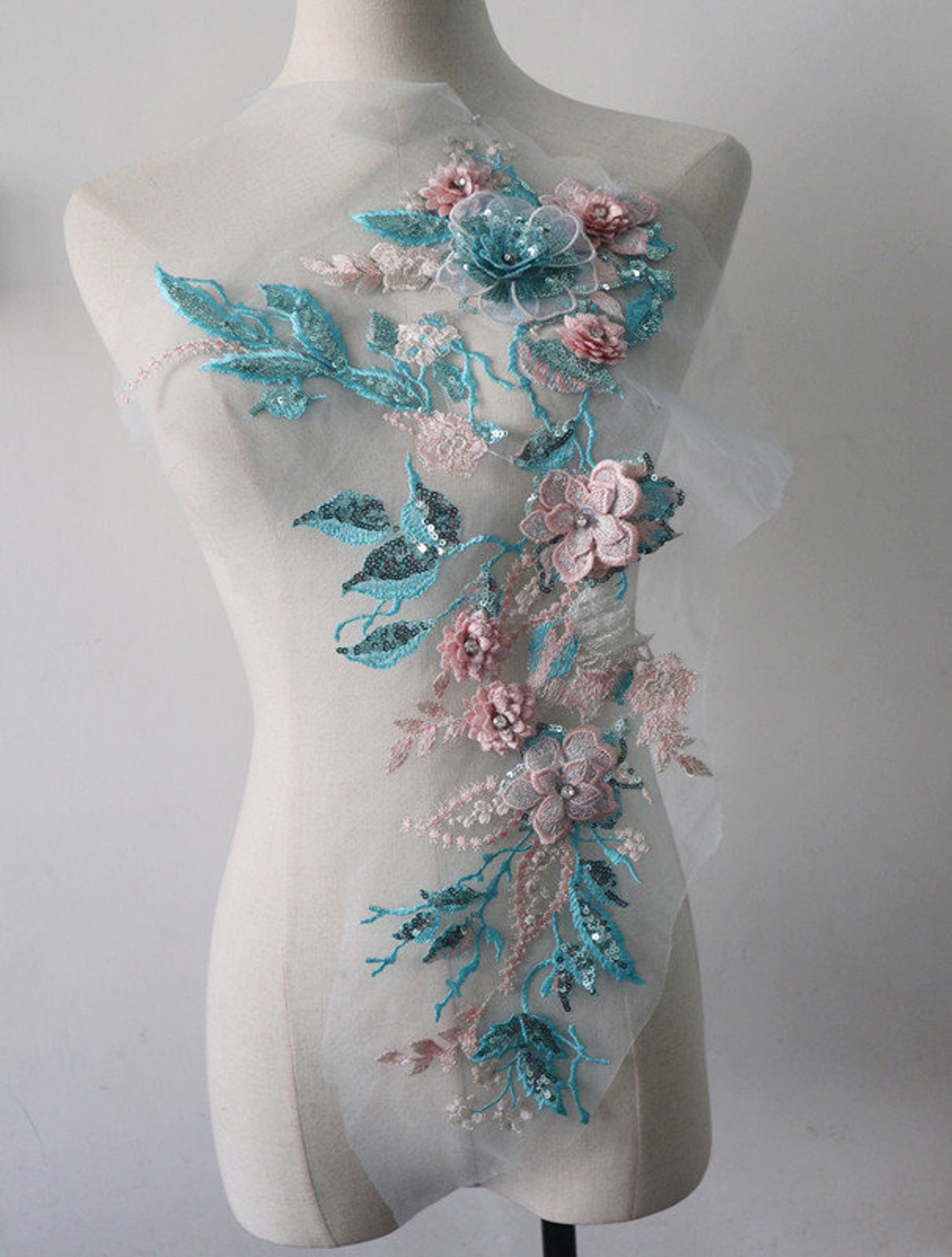 3D Flowers Lace Applique Big Size 3D Rose Floral Motif - Etsy