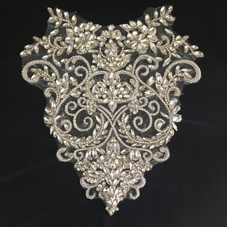 Super Bling Silver Rhinestone Applique Bodice Collar - Etsy