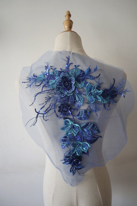 Delicate 3D Flower Appliques Embroidered Beaded Applique | Etsy