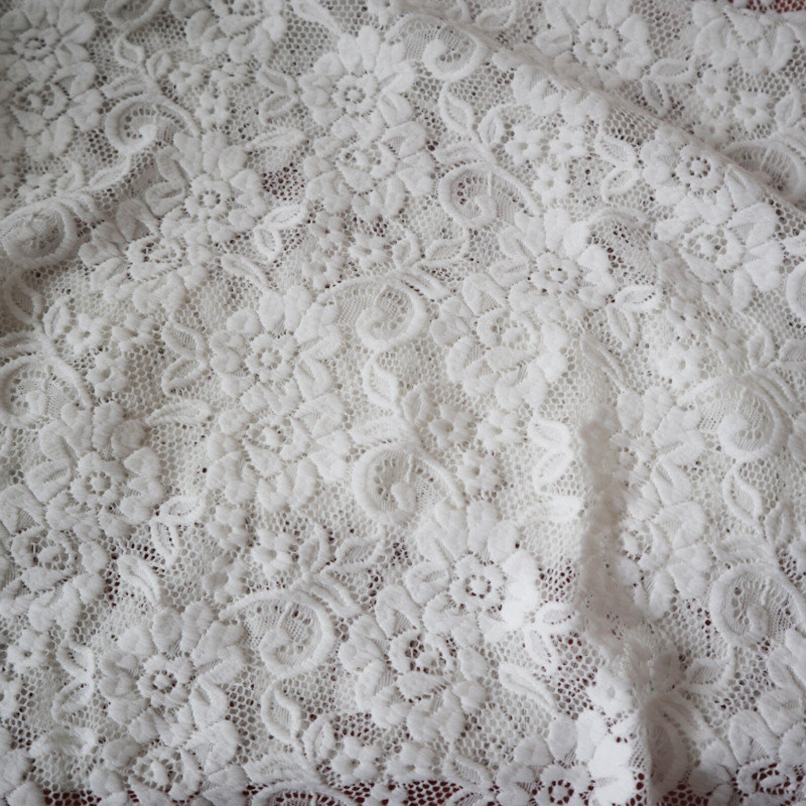 Off White Stretch Lace Fabric by the Yard Ivory Elastic Lace - Etsy