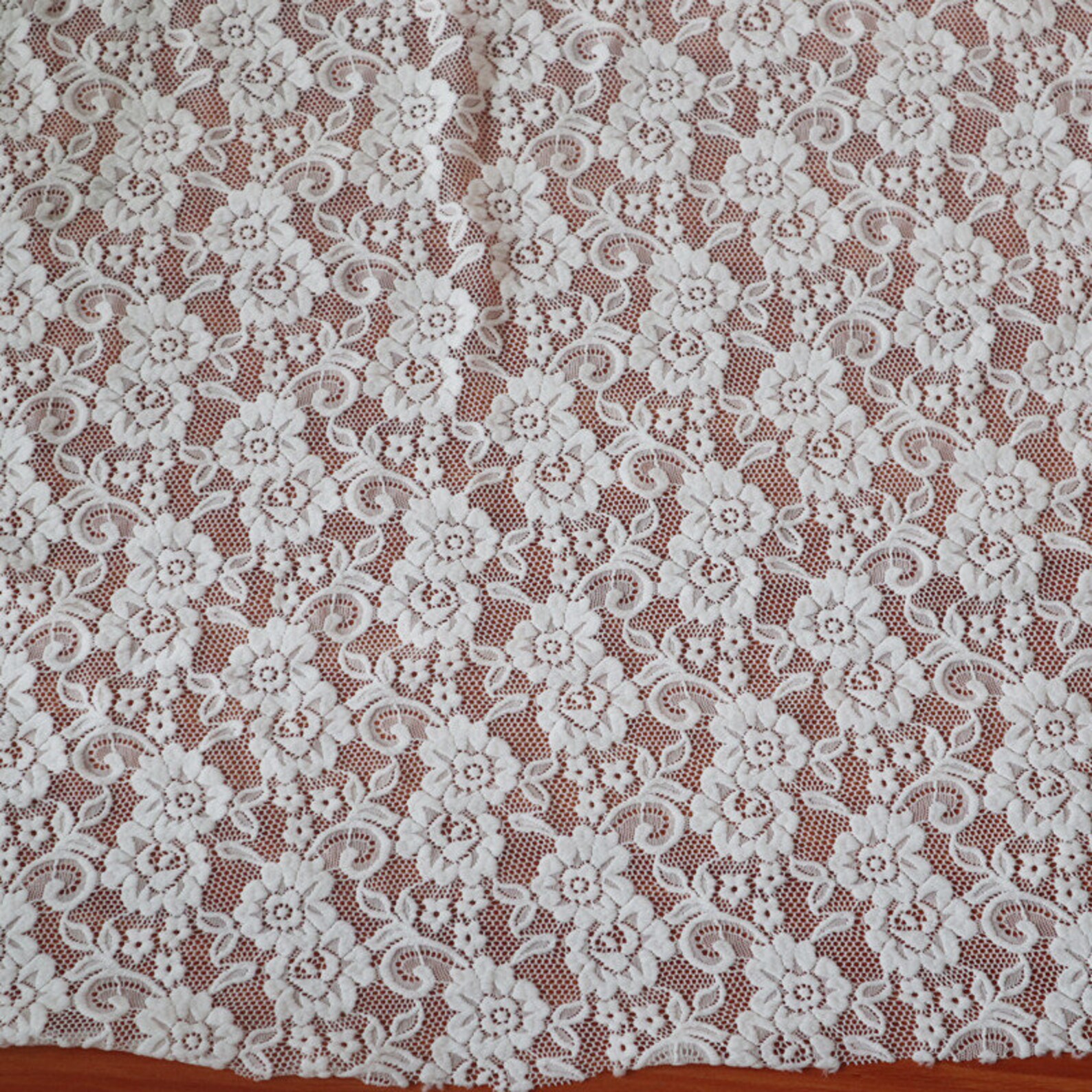 Off White Stretch Lace Fabric by the Yard Ivory Elastic Lace | Etsy