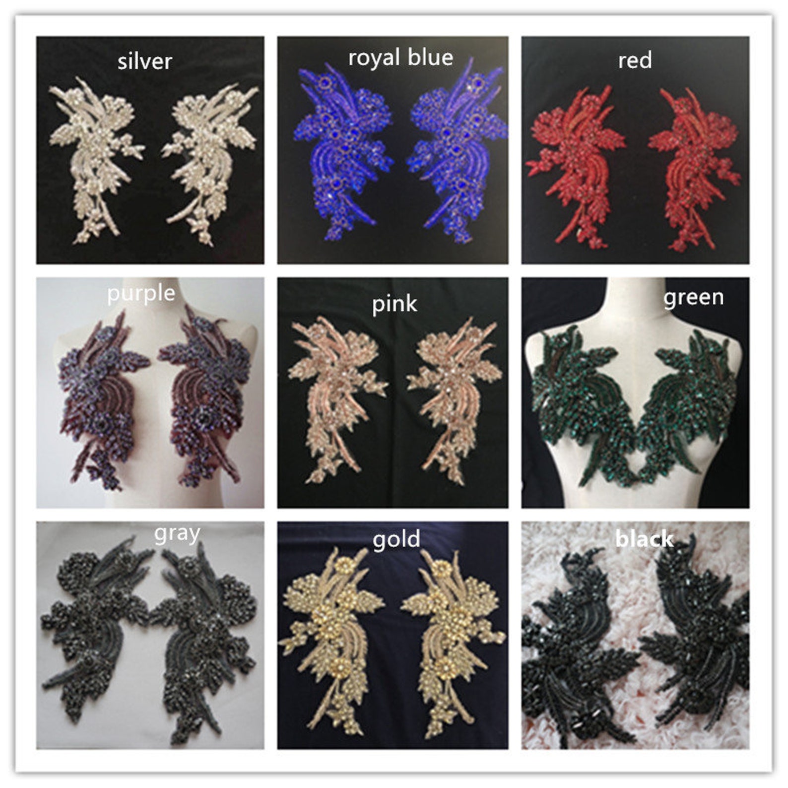 Deluxe Red Rhinestone Applique Bridal Bodice Beaded Floral | Etsy