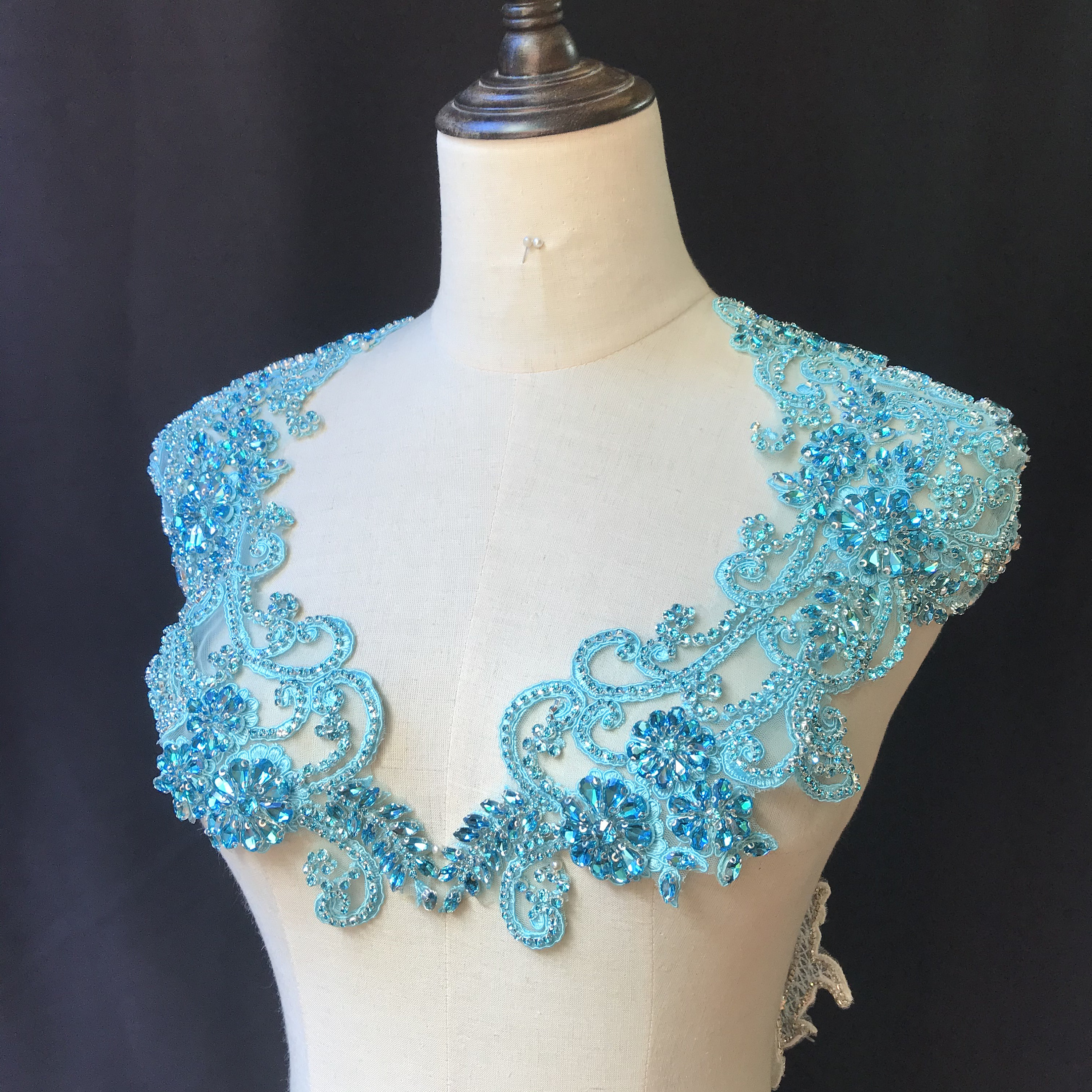 Turquoise Blue Rhinestone Applique Bridal Bodice Beaded - Etsy UK