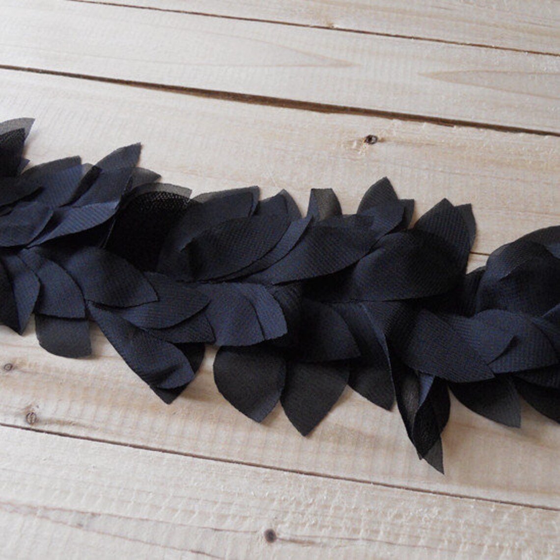 Black 3D Ruffled Fabric Trim Green Ruffle Trim Chiffon Fabric | Etsy UK