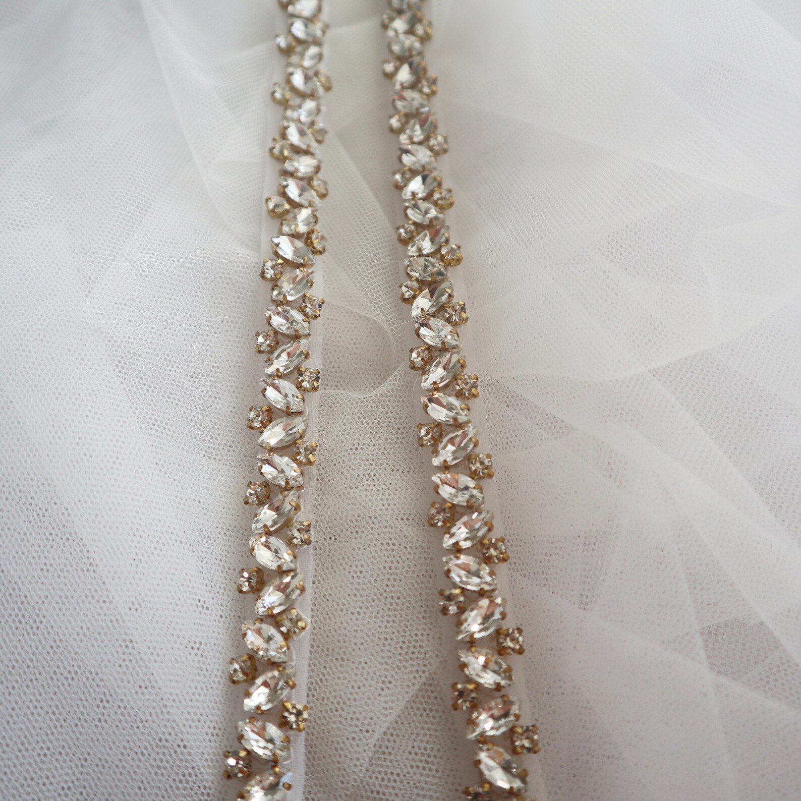 Silver Thin Crystal Beaded Trim Rhinestone Beaded Applique - Etsy
