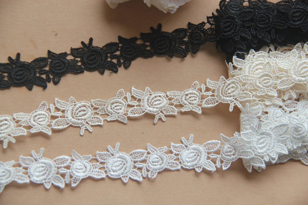 Off White Rose Lace Trim, Tassel Waves Floral Mofit Lace Trimming ...