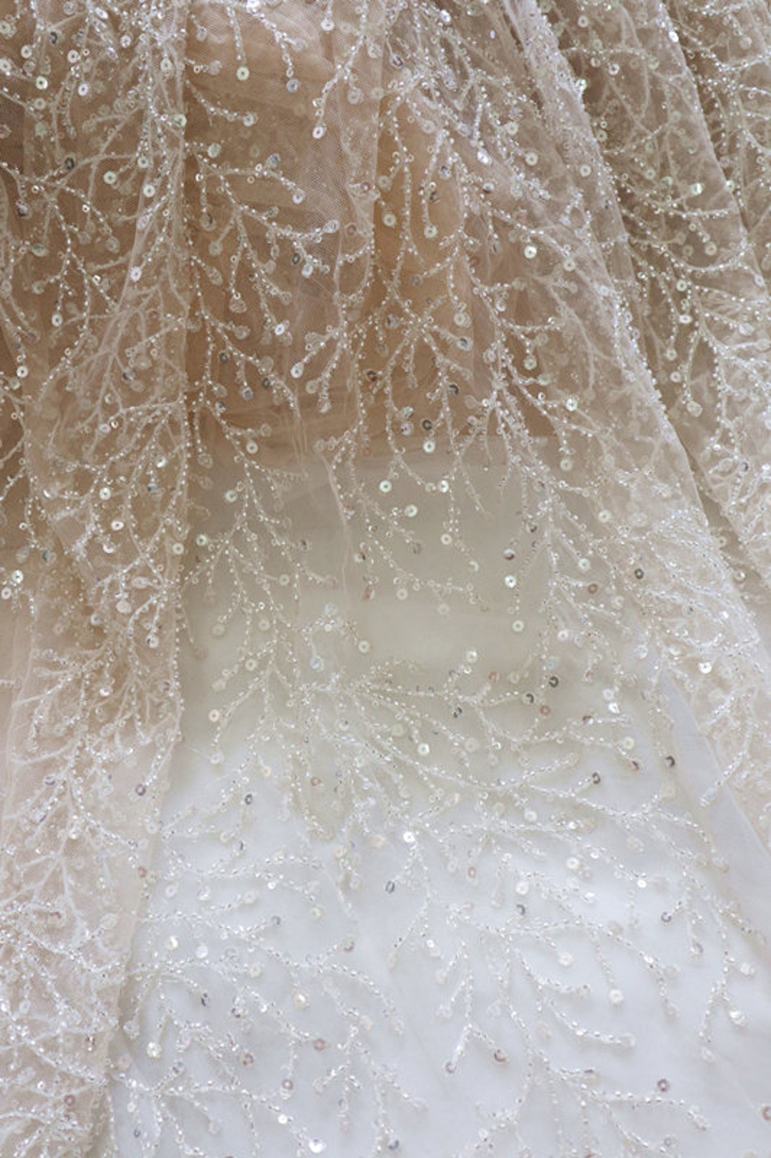Light Champagne Embroidered Beaded Lace Fabric Heavy Beaded - Etsy