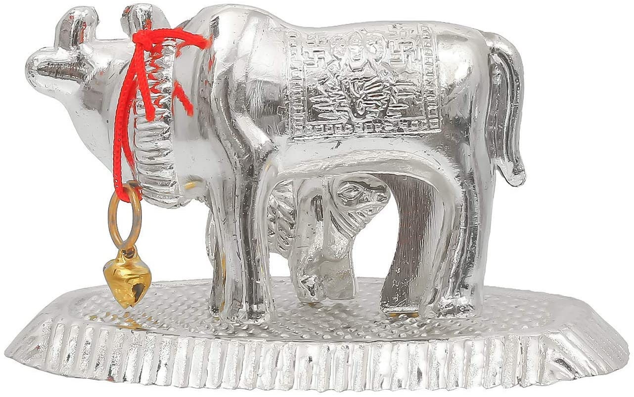 Kamdhenu Cow and Calf Idol Figurine Showpiece Divine Pooja Gift Décor ...