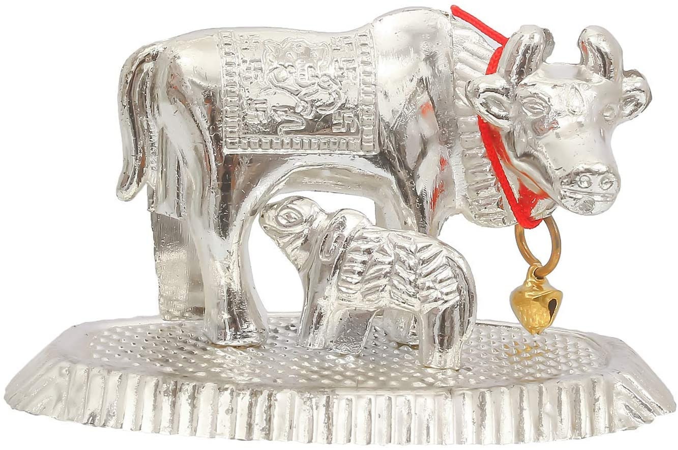 Kamdhenu Cow and Calf Idol Figurine Showpiece Divine Pooja Gift Décor ...