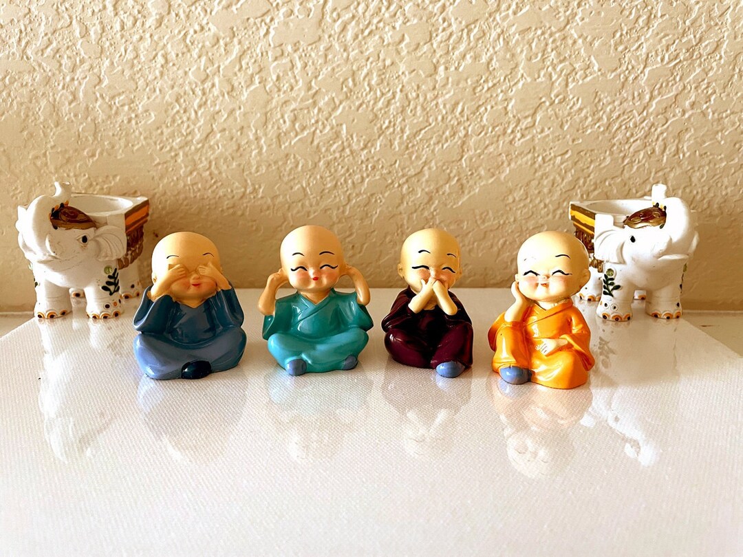 4PCS Kongu Monk Car Interior Dashboard Smiling Seating Buddha for Home ...