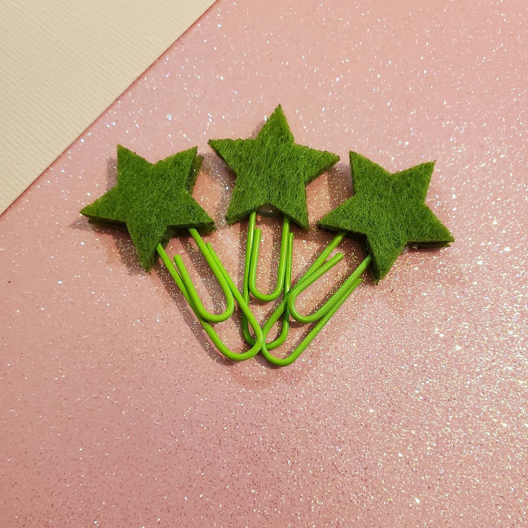 Set of 3 Green Star Paperclips - Etsy