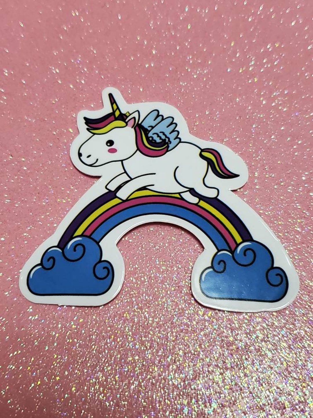 Unicorn With Rainbow Waterproof Sticker - Etsy