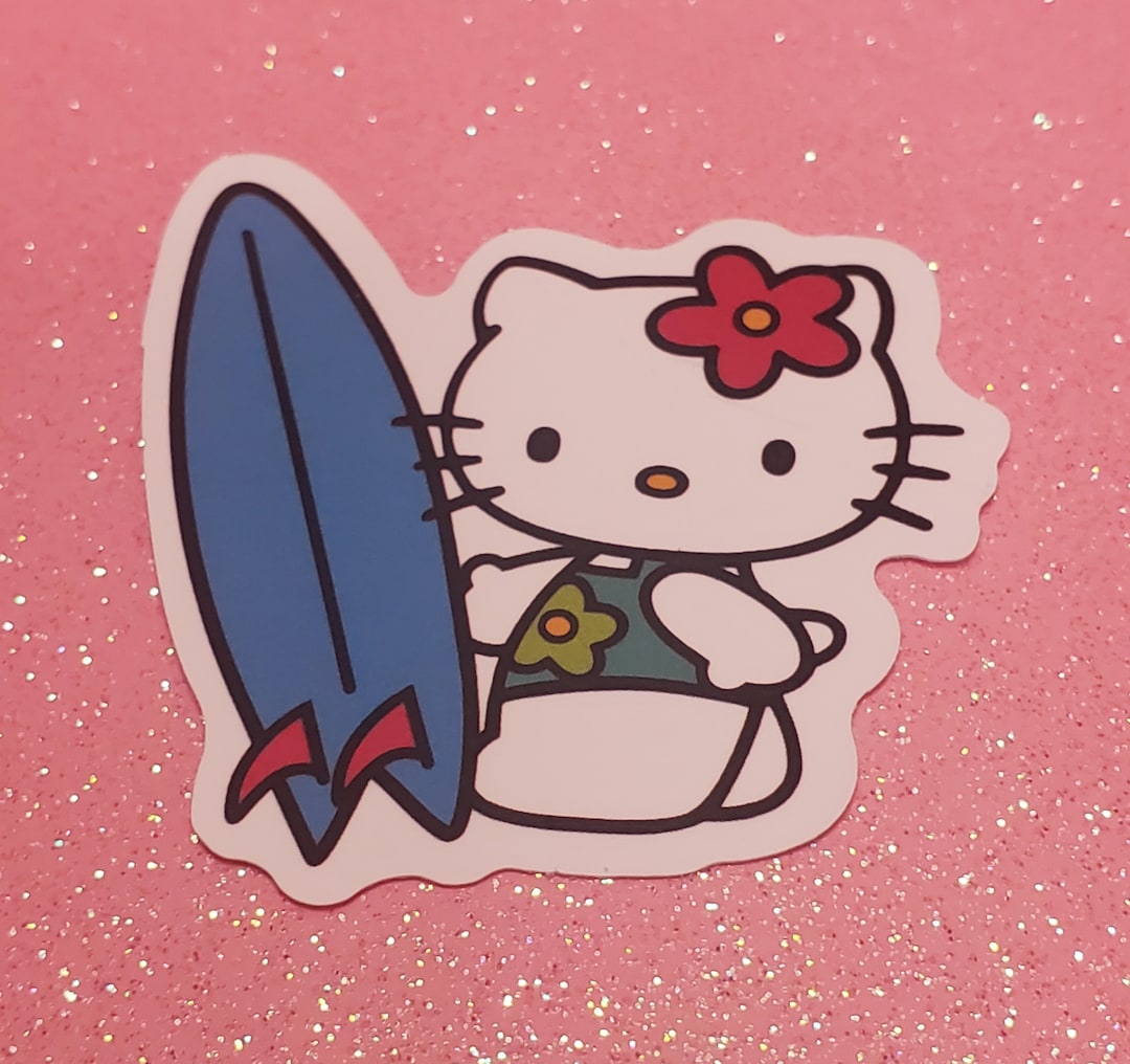 Hello Kitty With Surfboard Sticker - Etsy