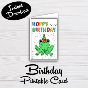 Birthday Printable Greeting Card, Frog, Digital, Instant Download, Full ...