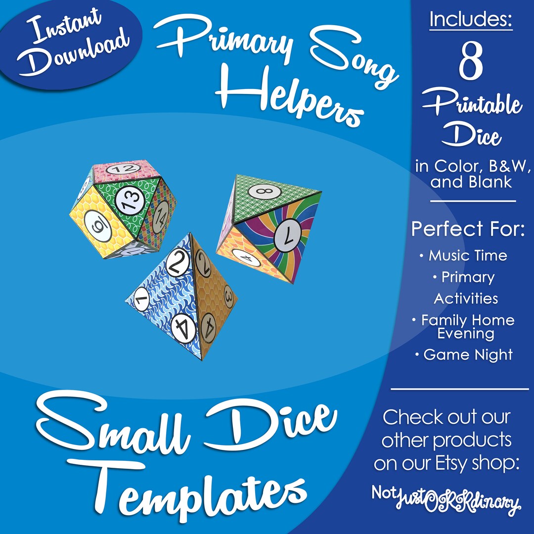 Small Dice Templates, Latter-day Saint LDS Primary Singing Time ...