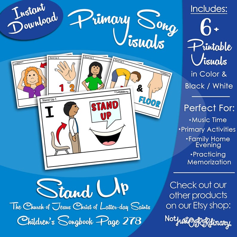 Stand up Song Visuals, LDS Primary Singing Time Pictures (printable ...