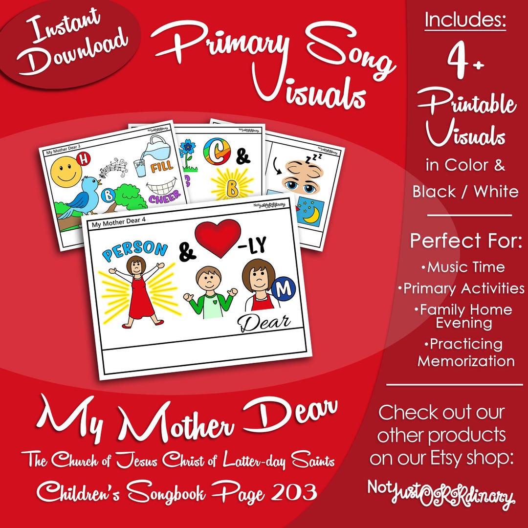 My Mother Dear Song Visuals, LDS Primary Singing Time Pictures ...