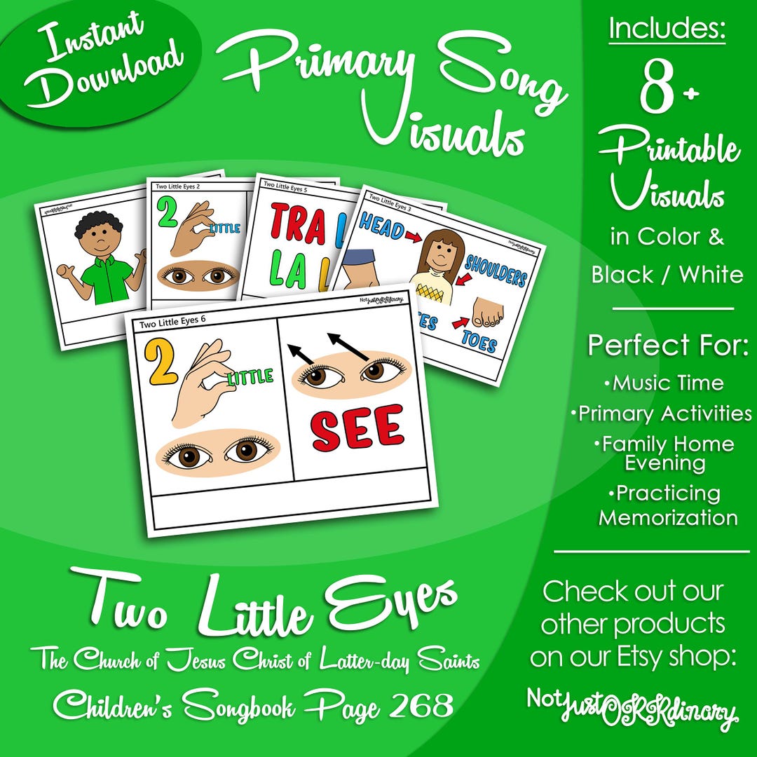 Two Little Eyes Song Visuals, LDS Primary Singing Time Pictures ...