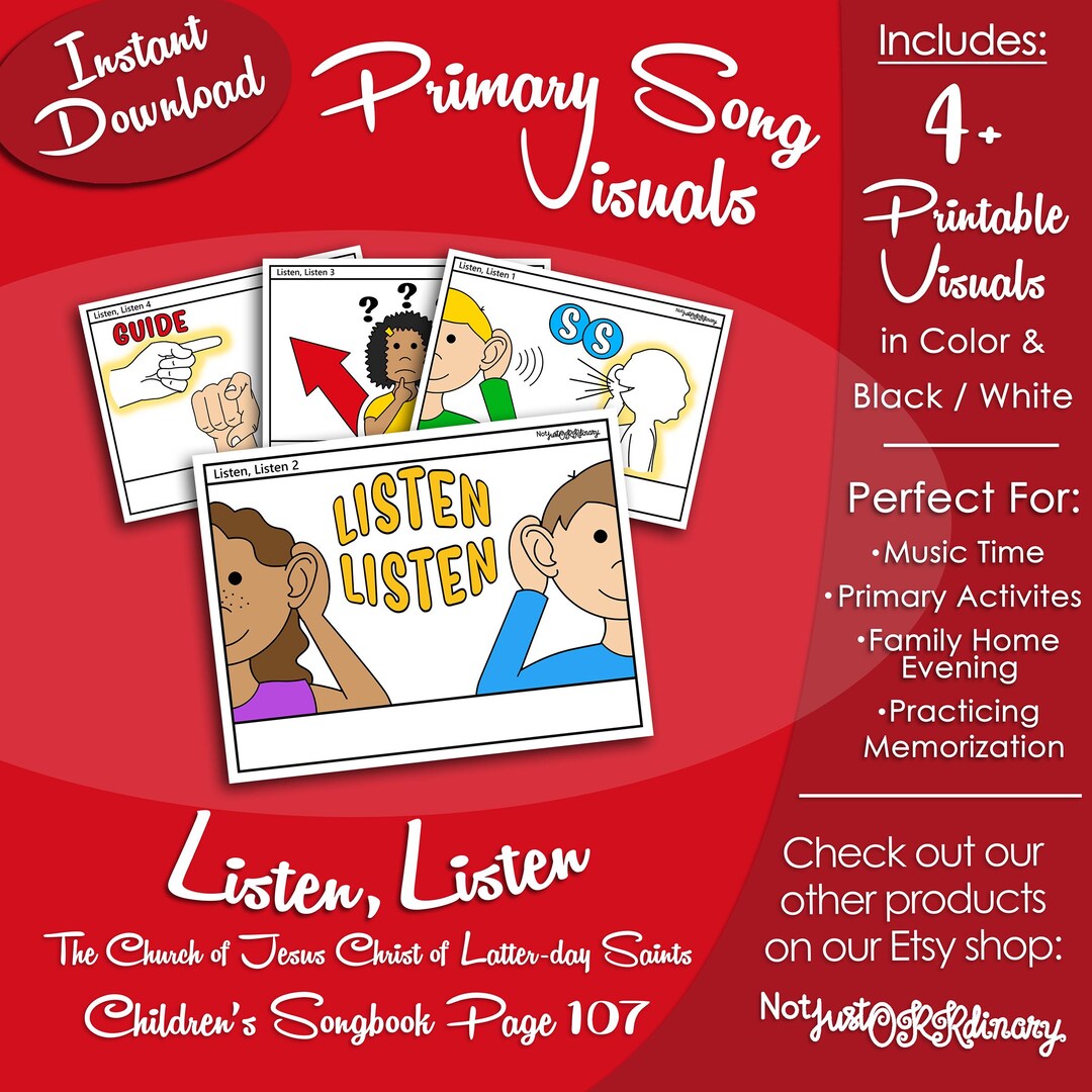 Listen, Listen Song Visuals, Latter-day Saint LDS Primary Singing Time ...