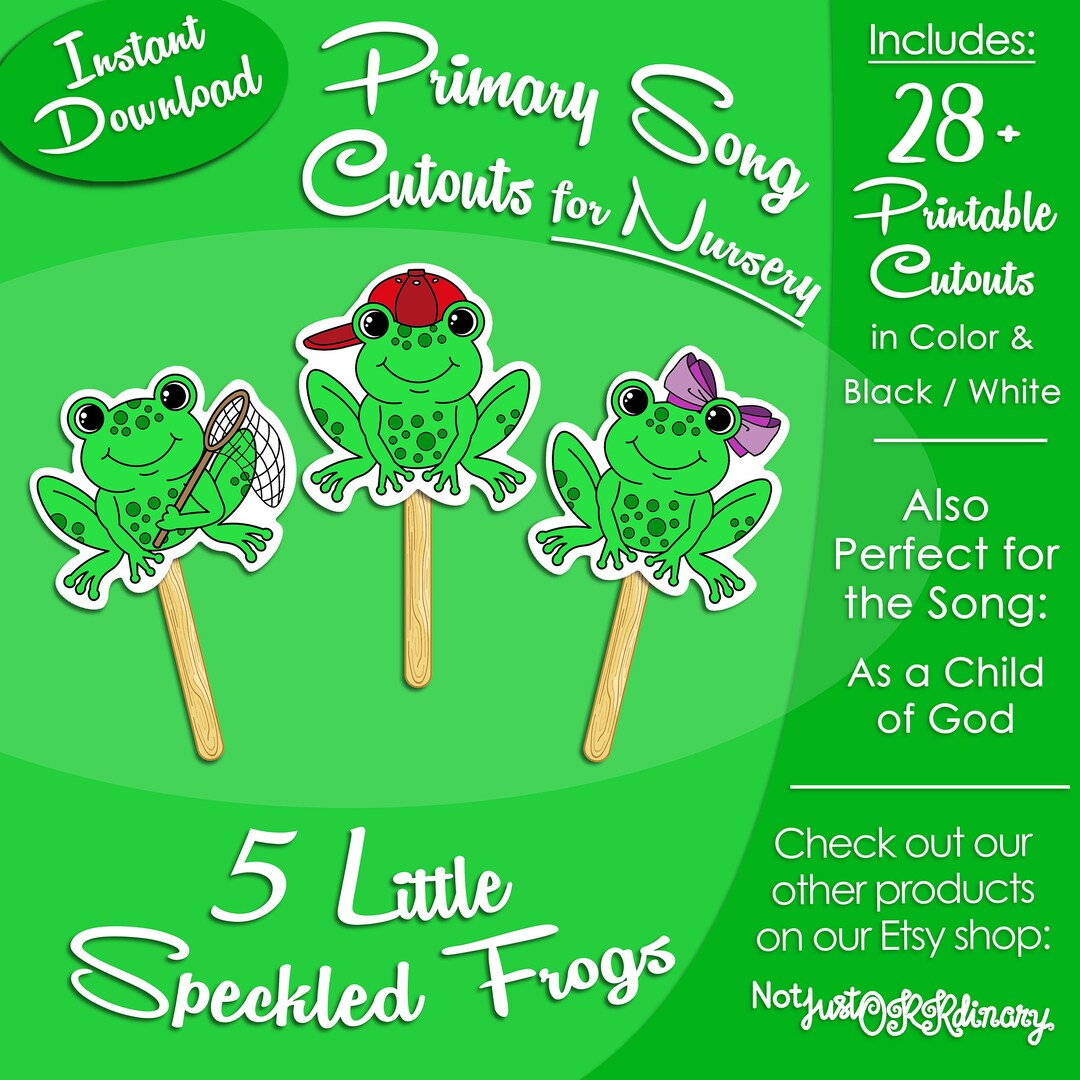 5 Little Speckled Frogs, Song Cutouts for NURSERY, Latter-day Saint LDS ...