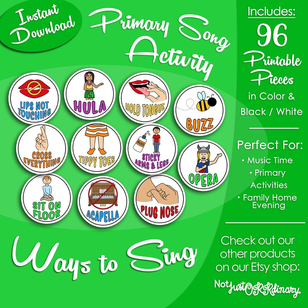 Ways to Sing Cards, Latter-day Saint LDS Primary Singing Time Activity ...