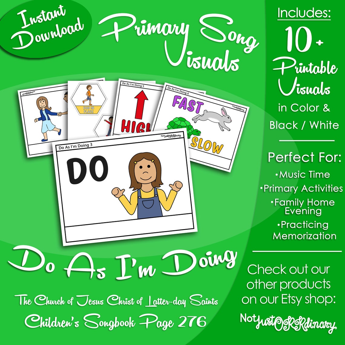 Do as I'm Doing Song Visuals, LDS Primary Nursery Singing Time Pictures ...