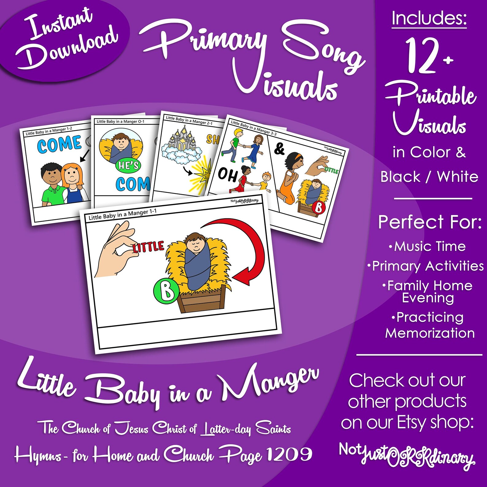 Little Baby in a Manger Song Visuals, LDS Primary Singing Time Pictures ...
