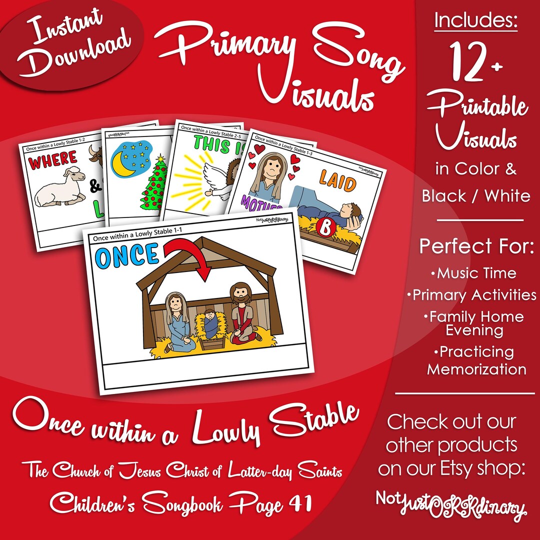 Once Within a Lowly Stable Song Visuals, Latter-day Saint LDS Primary ...