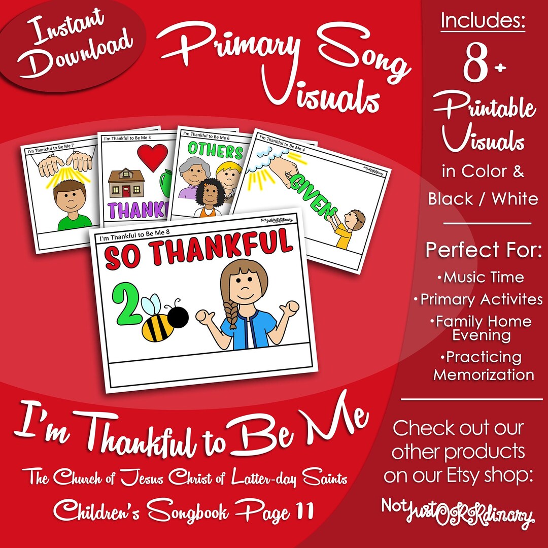 I'm Thankful to Be Me Song Visuals, Latter-day Saint LDS Primary ...