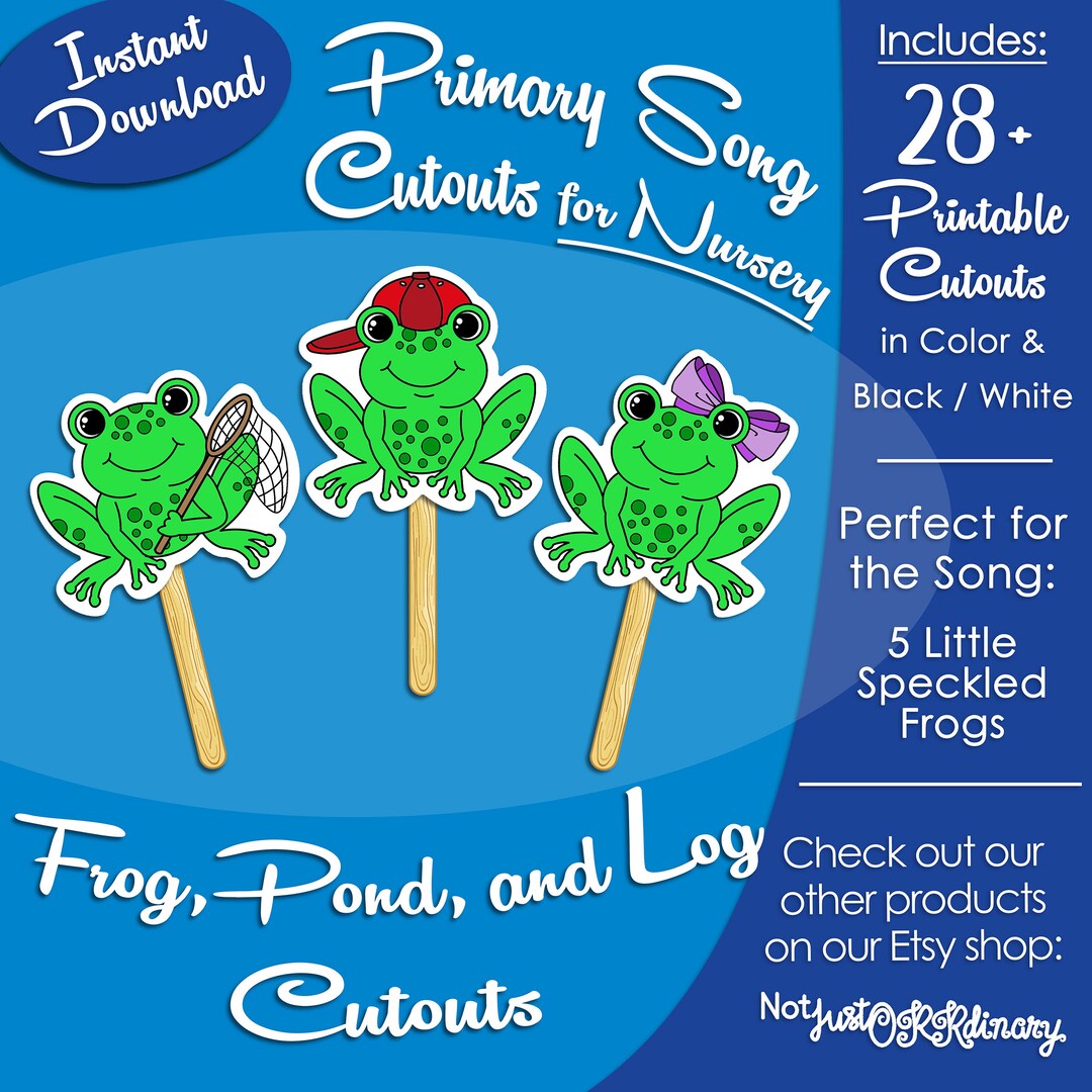 Frog, Pond, and Log Cutouts for NURSERY, 5 Little Speckled Frogs ...