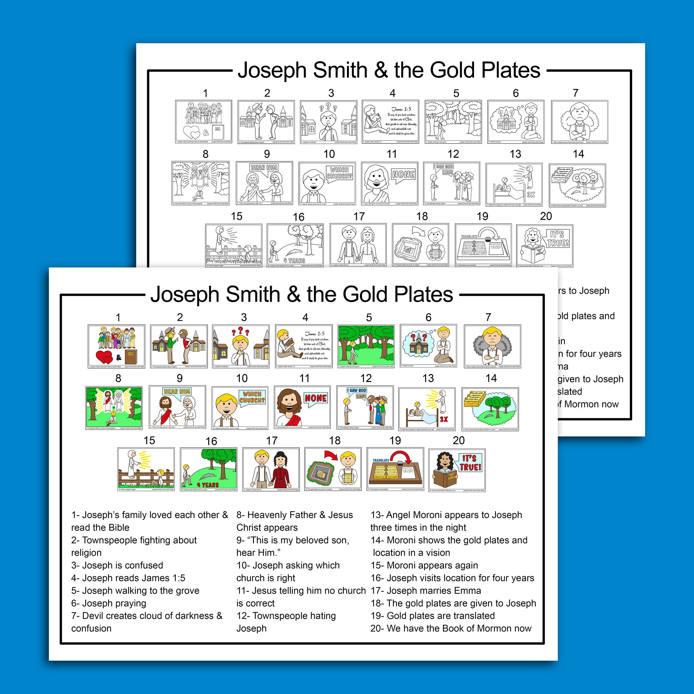 Joseph Smith and the Gold Plates Story Cards, Latter-day Saint LDS ...