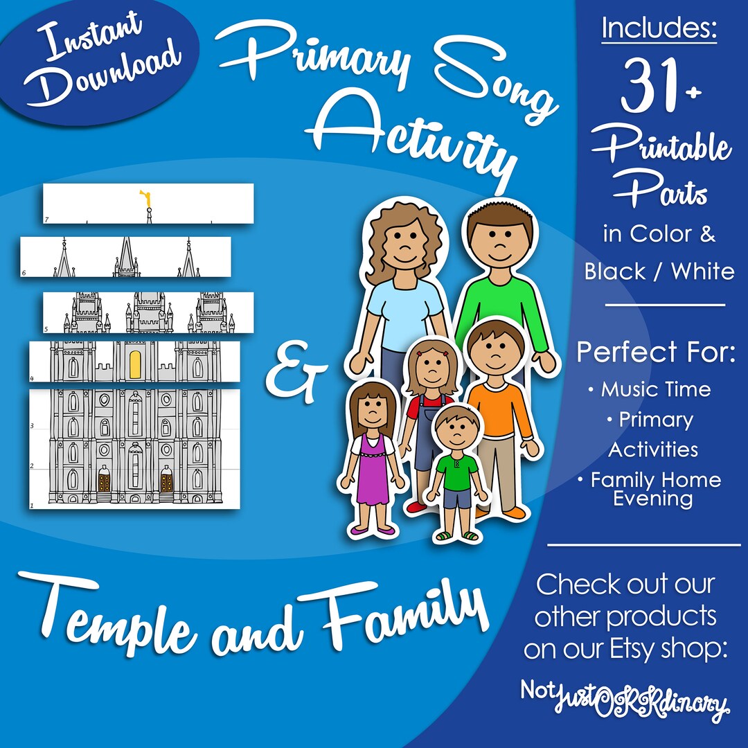 Temple and Family, Latter-day Saint LDS Primary Singing Time Activity ...